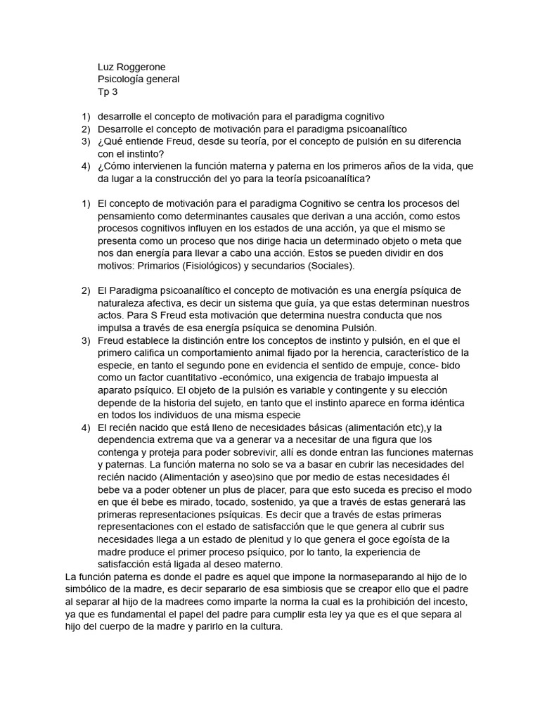 Tp 3 psico, roggerone (2) | PDF | Motivacional | Motivación