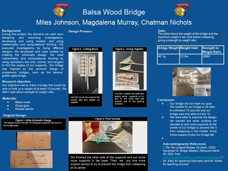 balsa wood bridge project poster - miles chatman magdalena | PDF ...