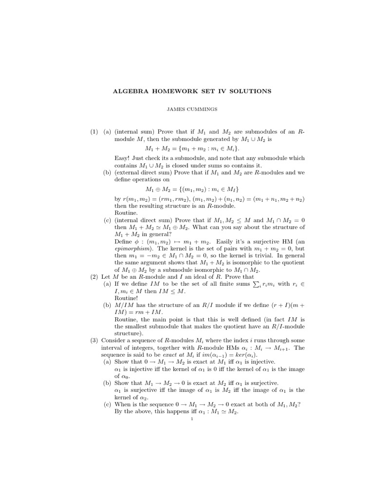 HW 4 Sol | PDF | Module (Mathematics) | Ring (Mathematics)