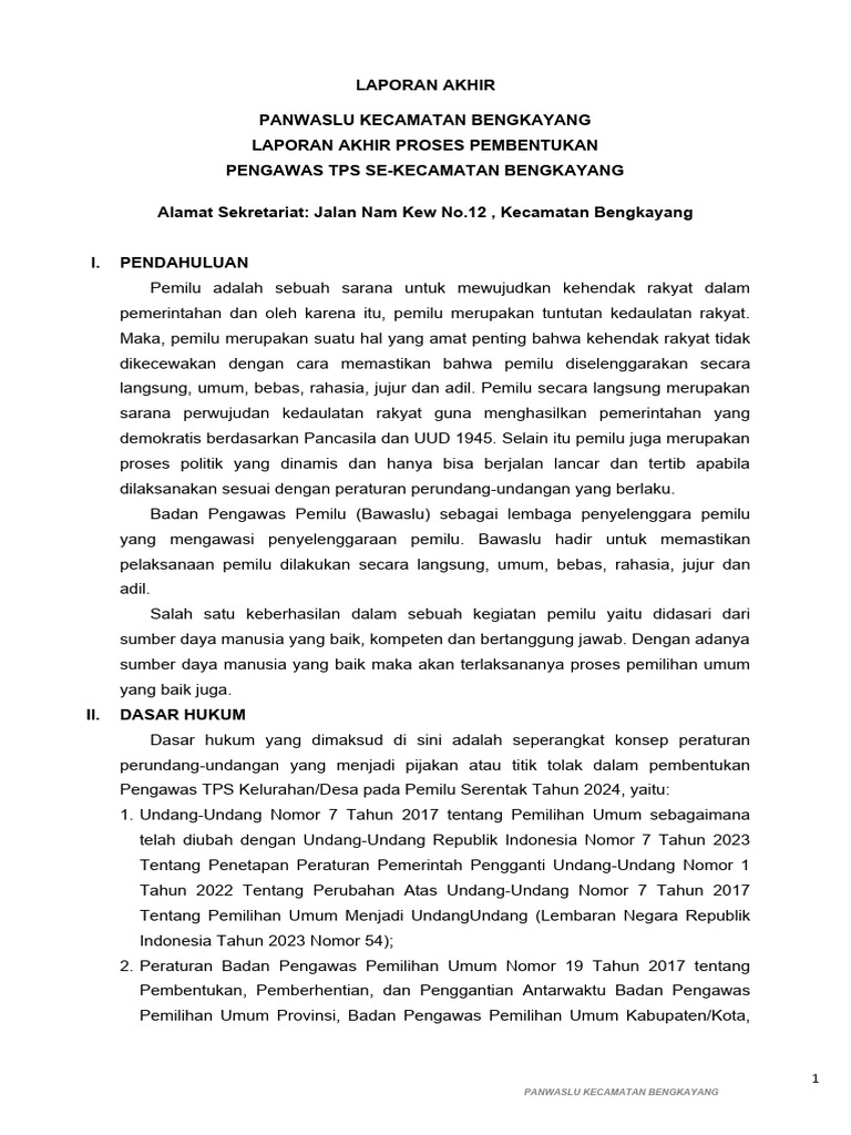 Laporan Akhir Pembentukan PTPS Newww | PDF | Hukum