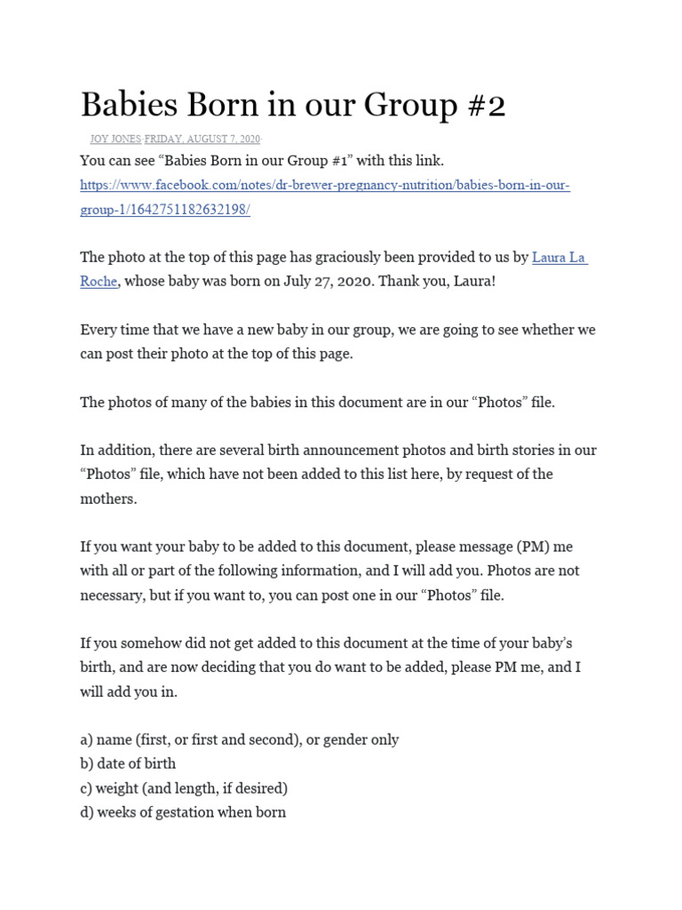 Babies Born in Our Group #2 | PDF | Childbirth | Pregnancy