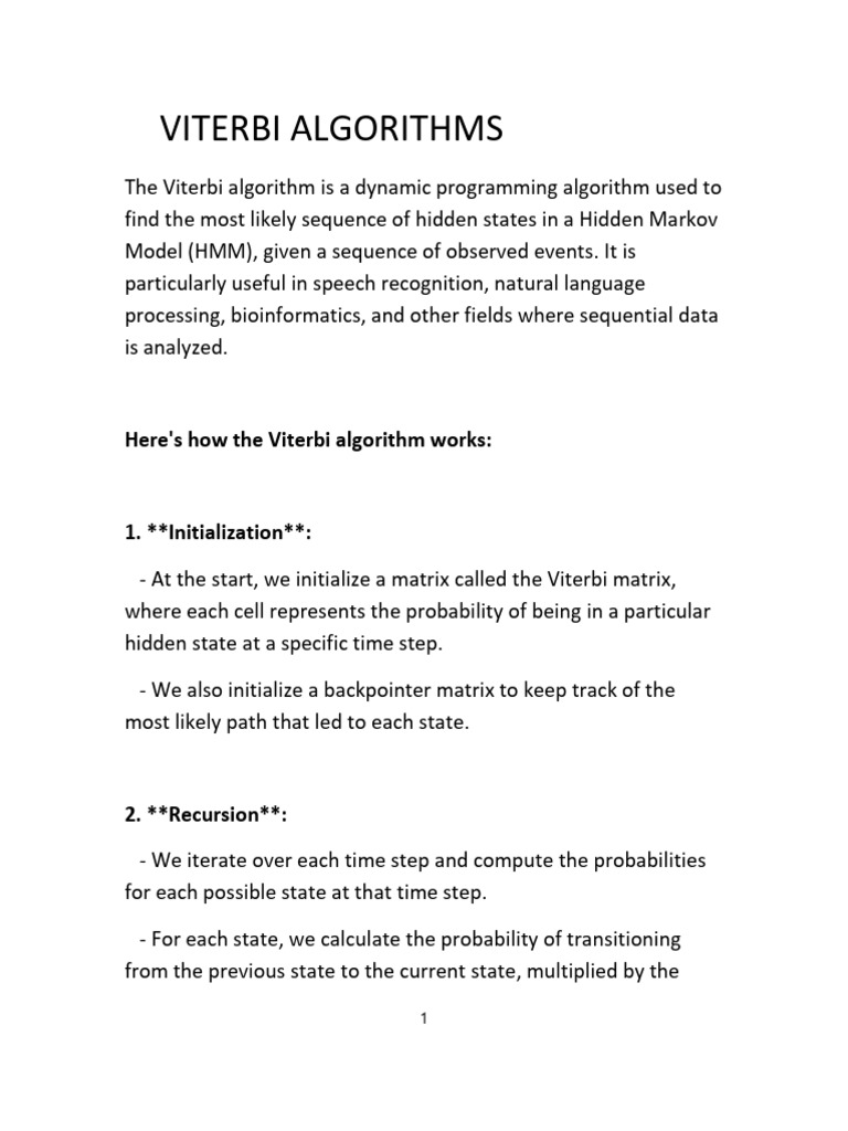 Viterbi Algorithm | PDF | Computer Science | Computer Programming
