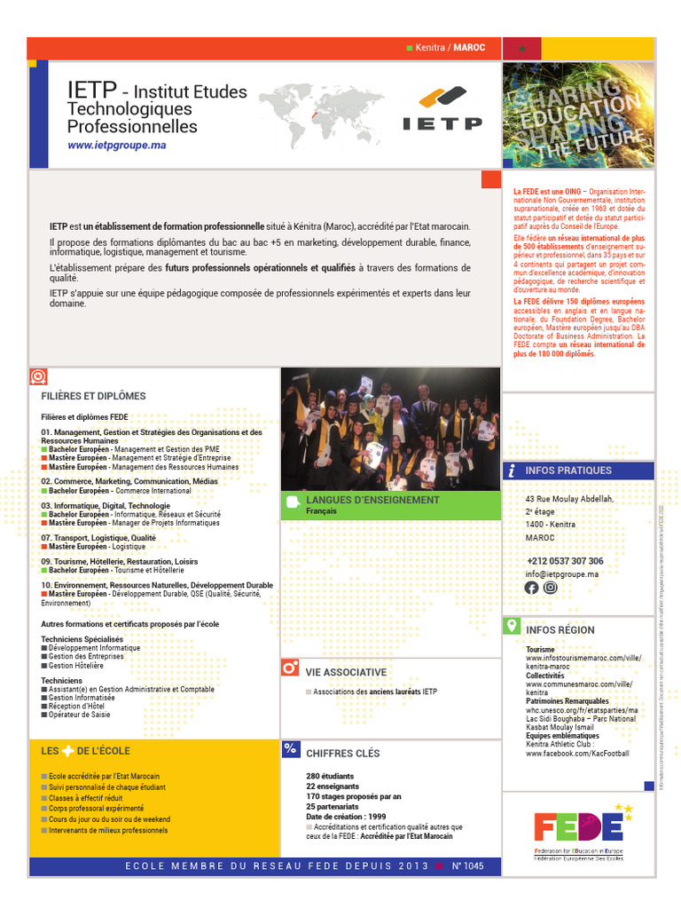Formations Professionnelles à IETP Kénitra | PDF | Business | Direction