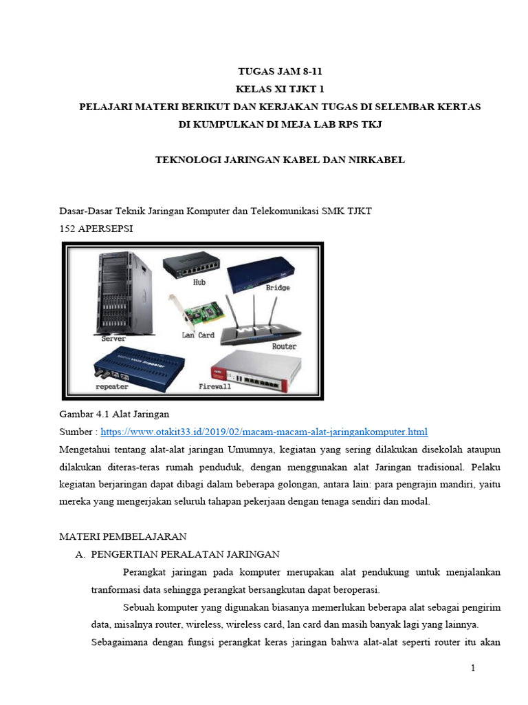 Tugas Jam 8 Xi TJKT 1 | PDF