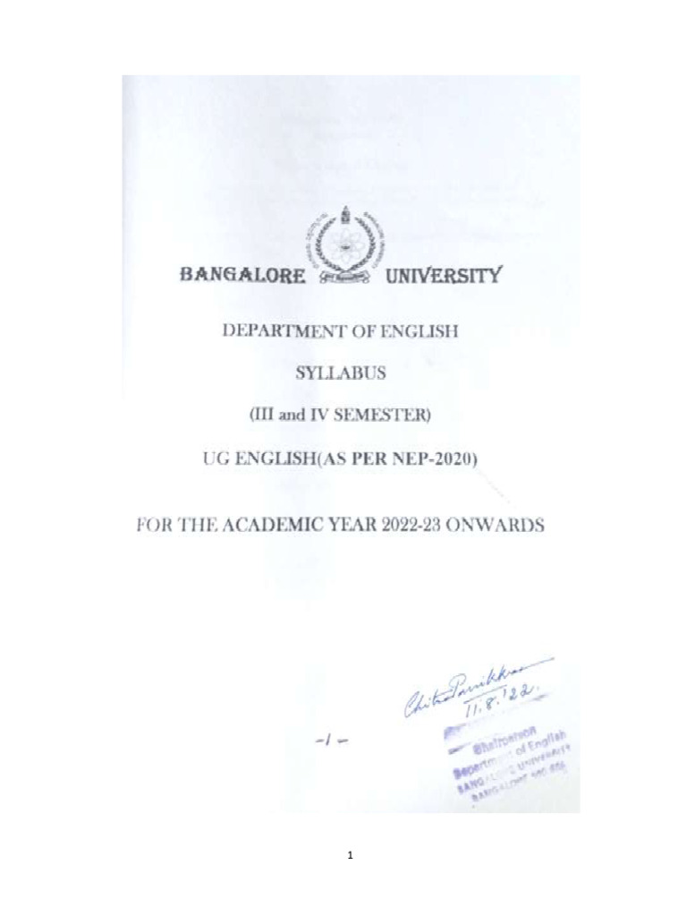NEP UG Syllabus English 3 4 Sem 29092022 | PDF | British Literature ...