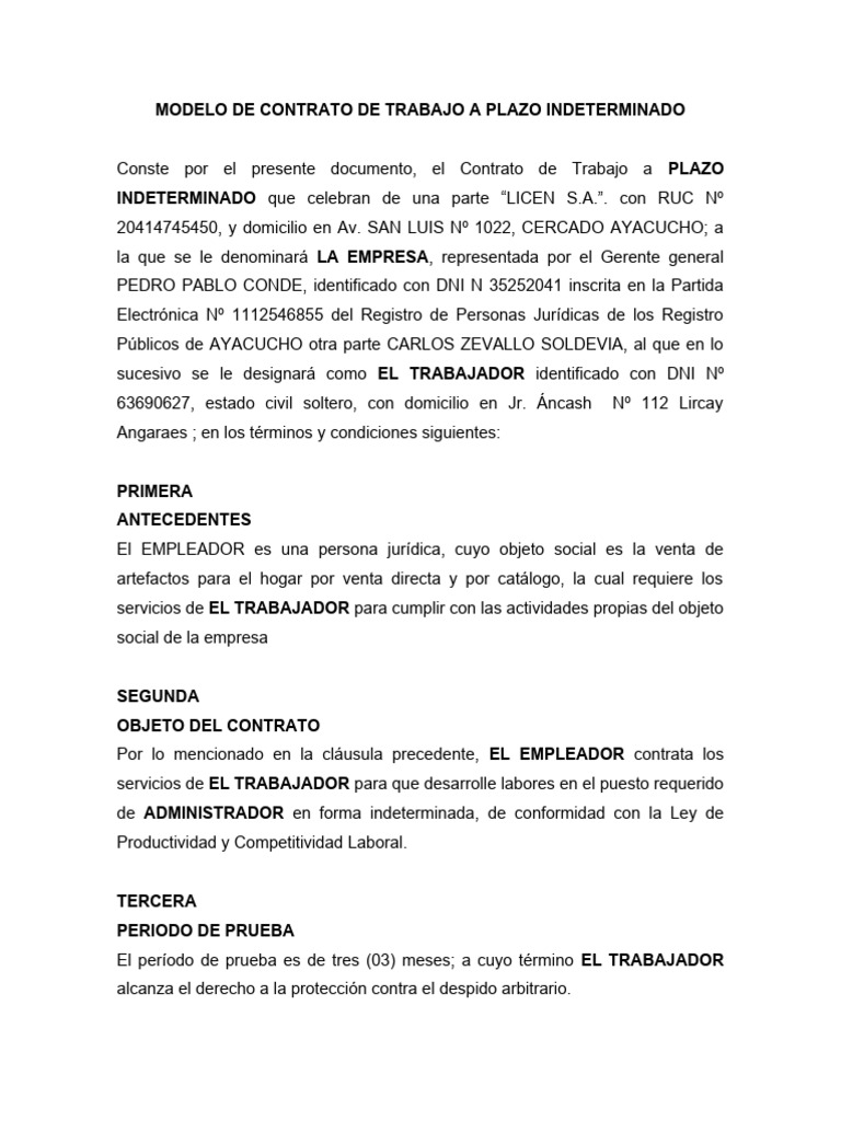 Modelos de Contrado de Trabajadores | PDF | Derecho laboral | Salario