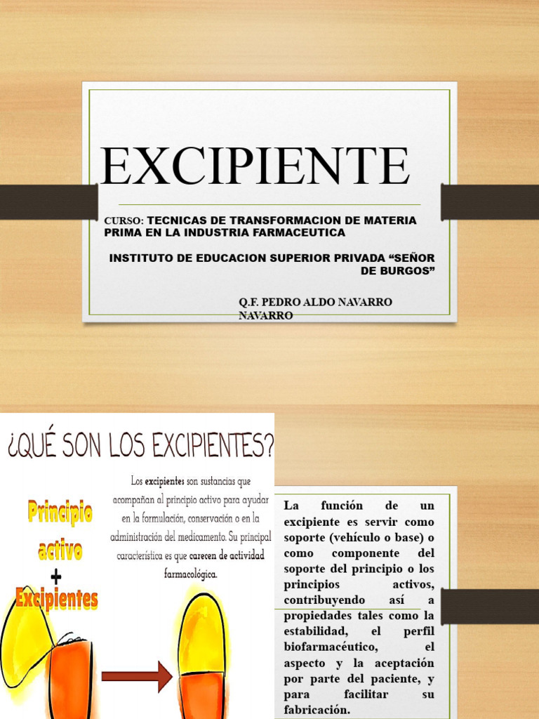 EXIPIENTES | PDF | Medicamentos con receta | Tableta (Farmacia)