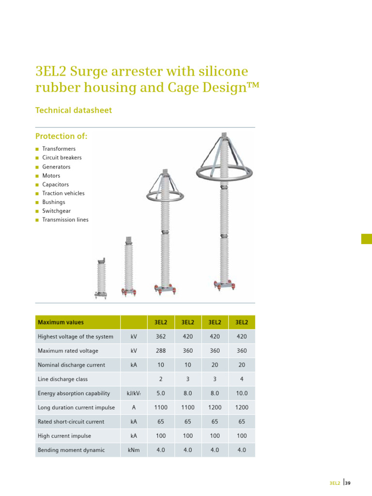Siemens - 3EL2 Surge Arresters Datasheet | PDF | Insulator (Electricity ...