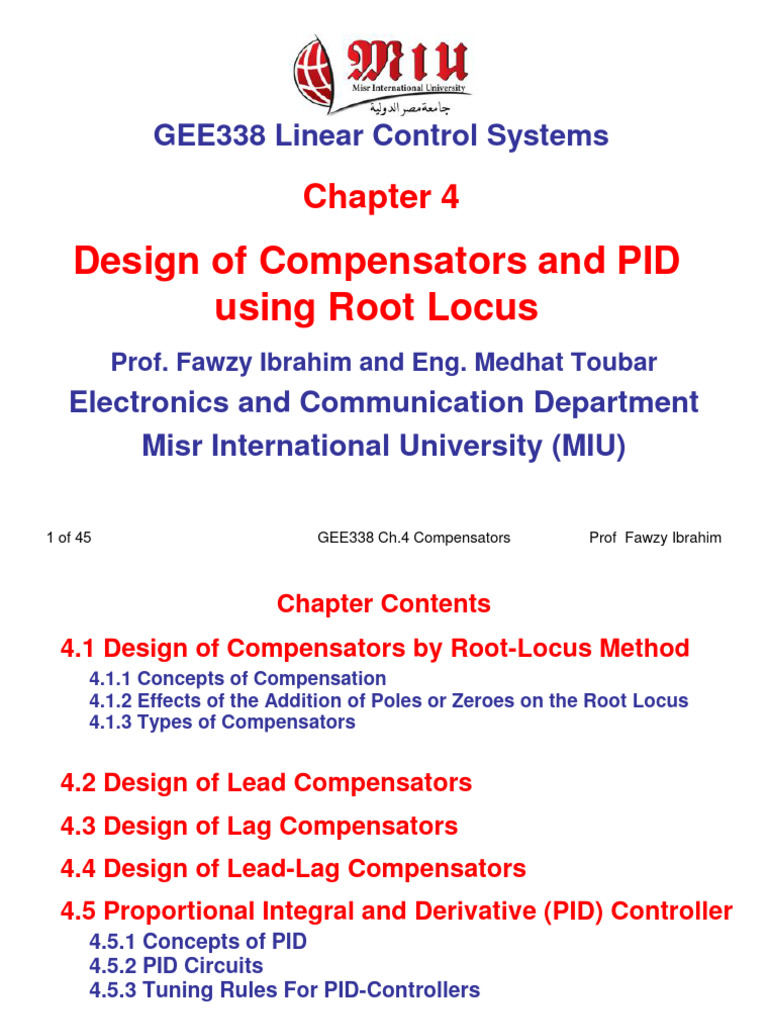 Compensator Design with Root Locus | PDF | Control Theory | Applied ...