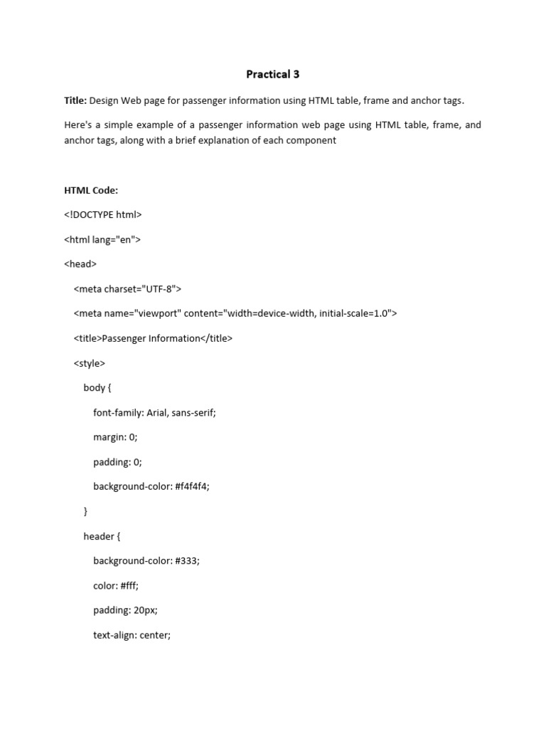 Practical 3 | PDF | Html Element | Html