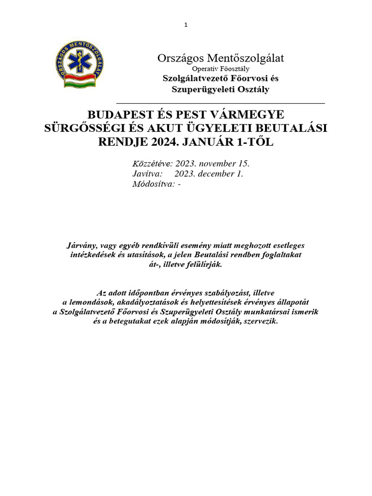 Évi Beutalási Rend Jav20231201 | PDF