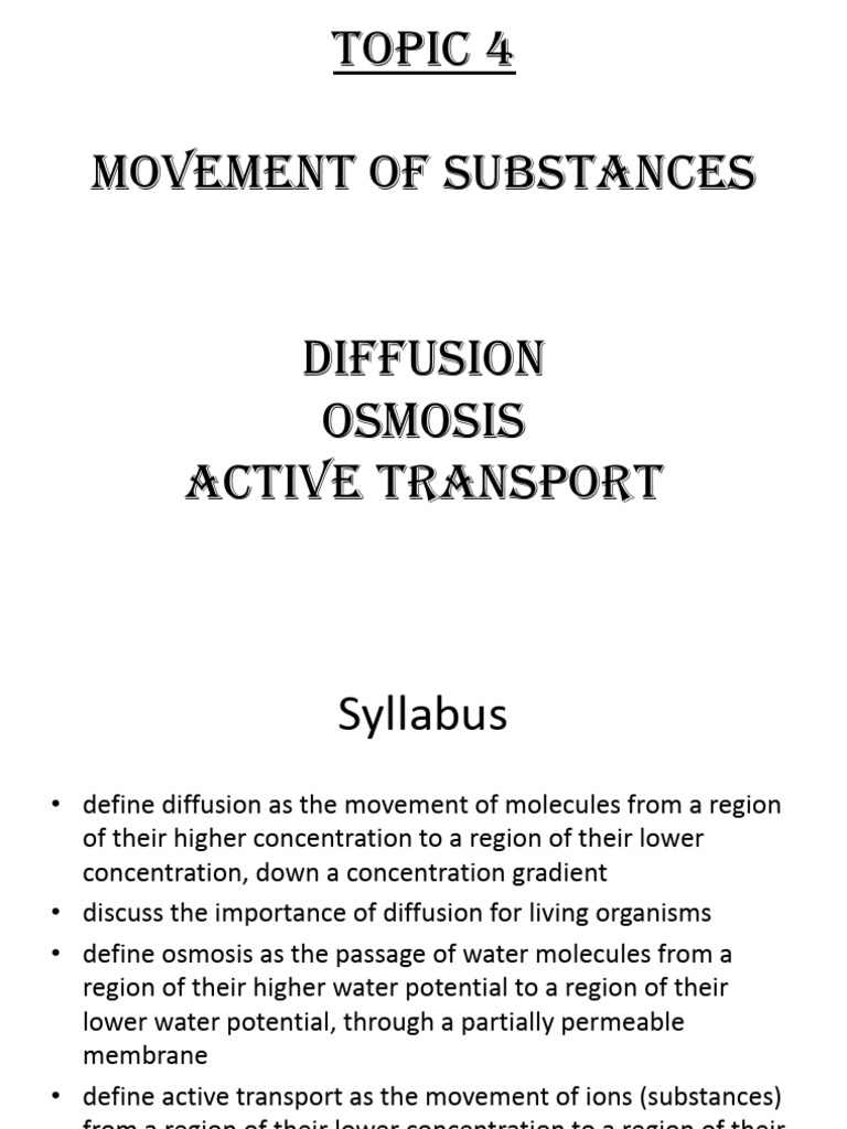 GR 8 - Topic 4 - Movement of Substances - Can Print | PDF | Osmosis ...