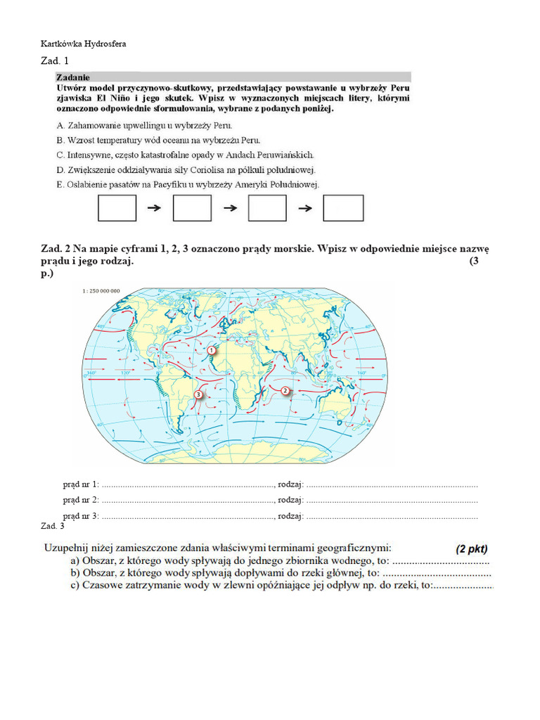 Kartkówka Hydrosfera | PDF