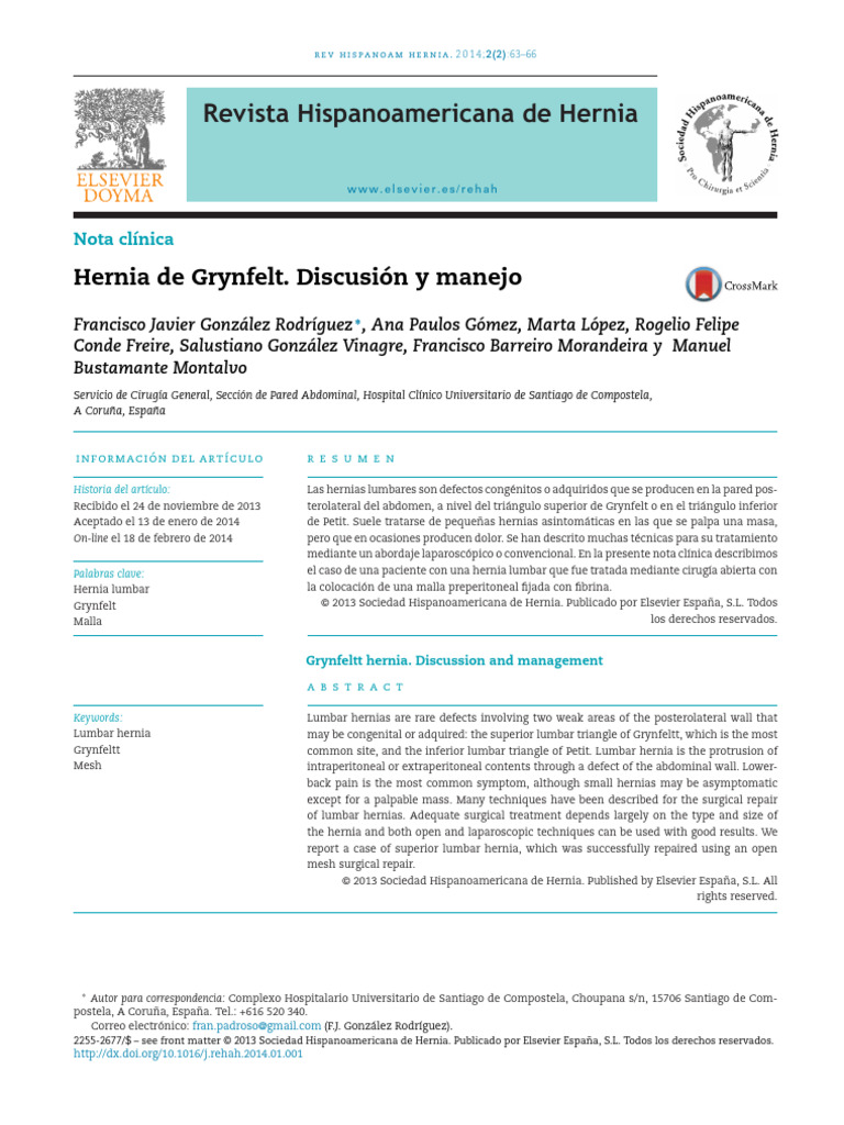 Hernia_de_Grynfelt_Discusion_y_manejo | PDF | Abdomen | Medicina CLINICA