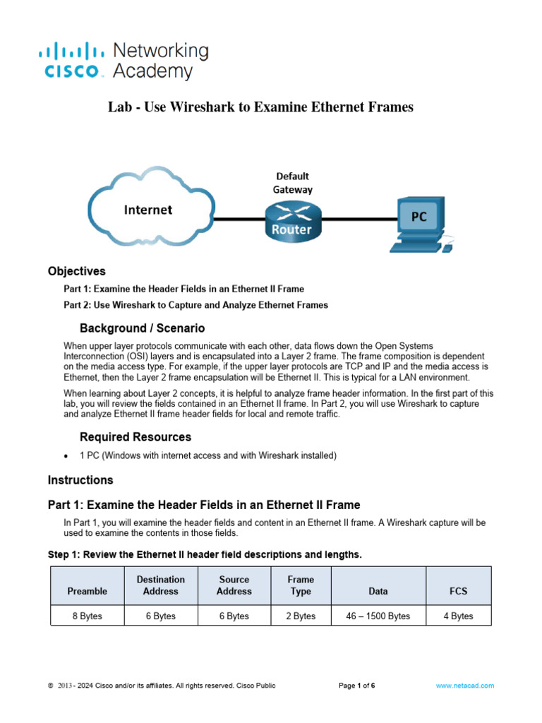 Lab 4 - Use Wireshark To Examine Ethernet Frames | PDF | Computer Science | Computer Network