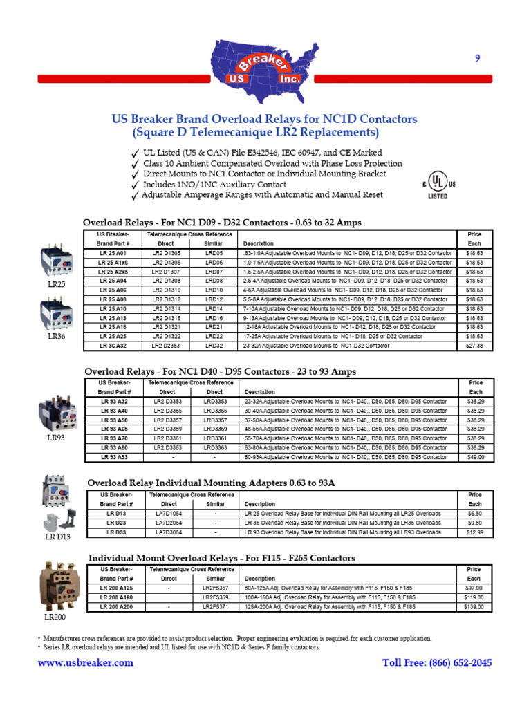LR25 Catalog Telemecanique LR2 Overload Relay Cross-Ref | PDF ...