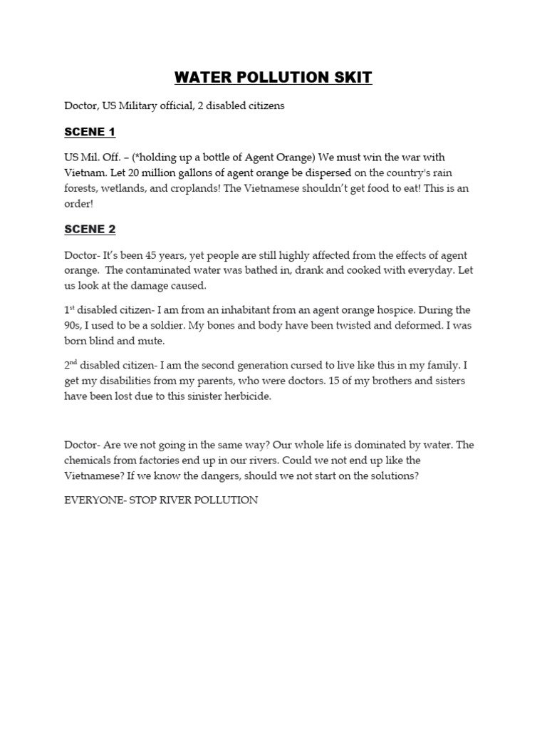 Water Pollution Skit | PDF | Wellness
