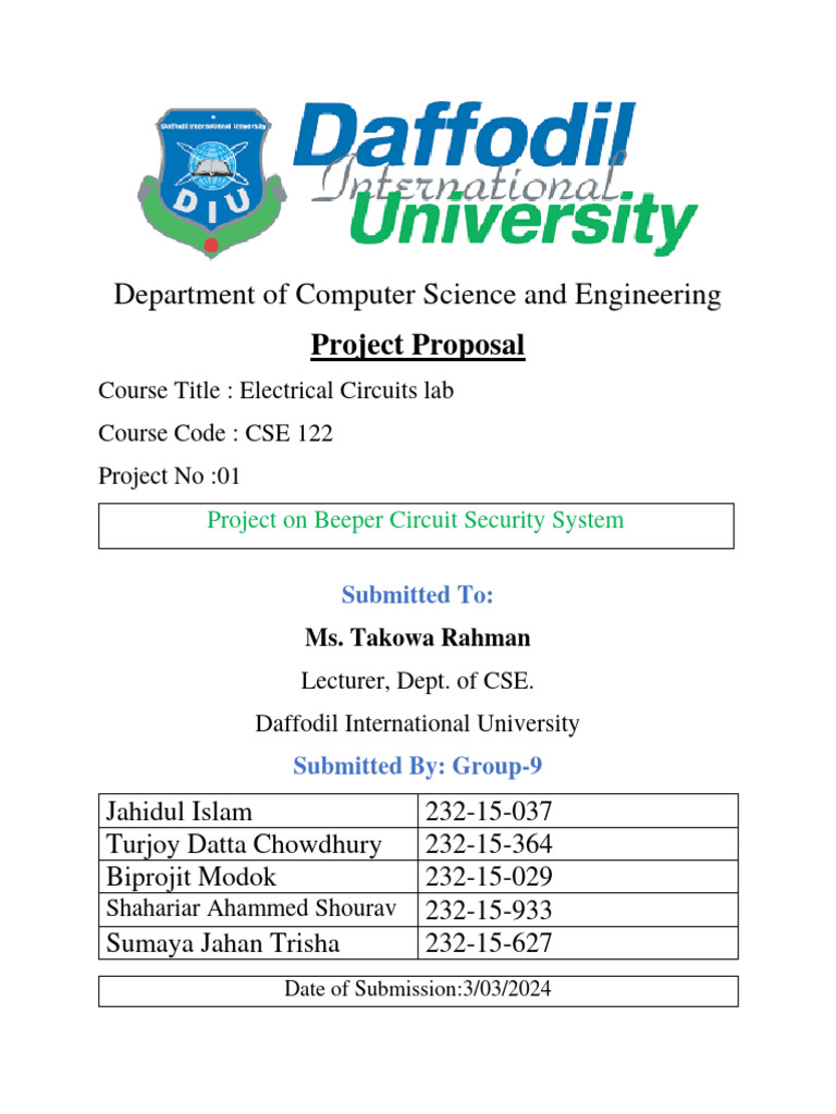 EC Project Proposal | PDF | Security Alarm | Electrical Network