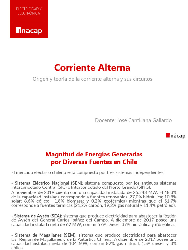 Corriente Alterna y Energía en Chile | PDF | Inductor | Frecuencia