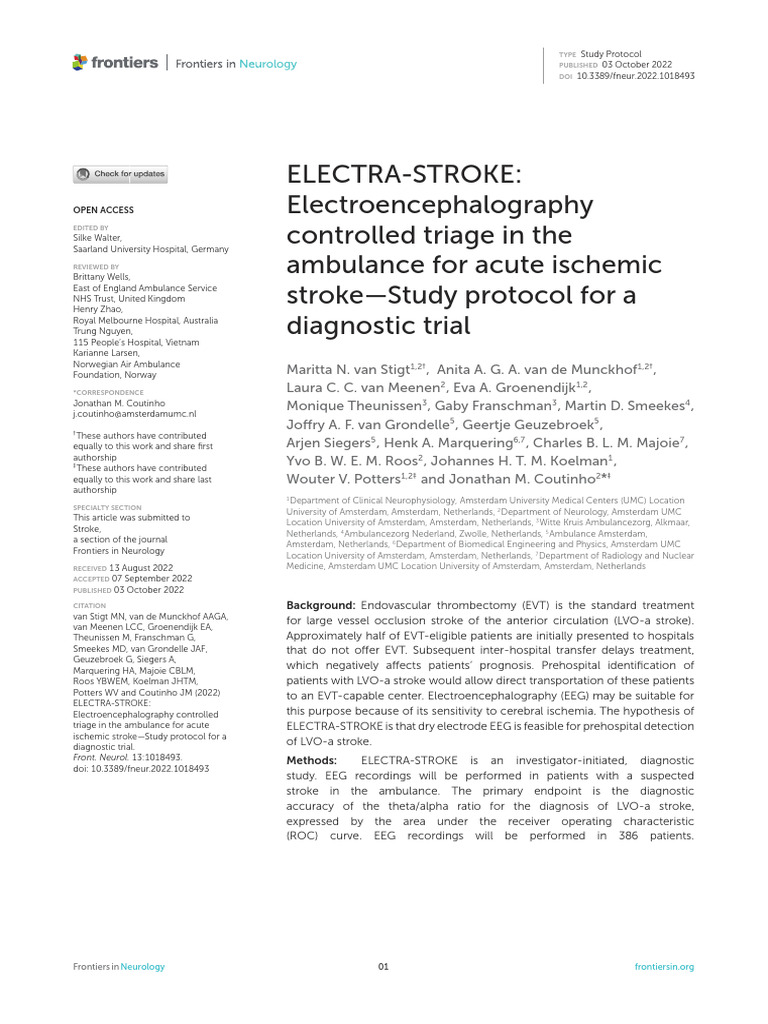 Electra-Stroke Protocol Paper | PDF | Electroencephalography | Stroke
