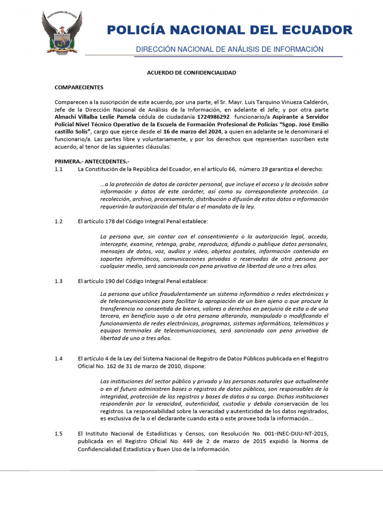 Almachi Villalba Leslie Pamela | PDF | Policía | Información