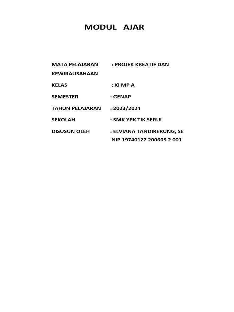 MODUL AJAR PKK SMK Kelas XI | PDF