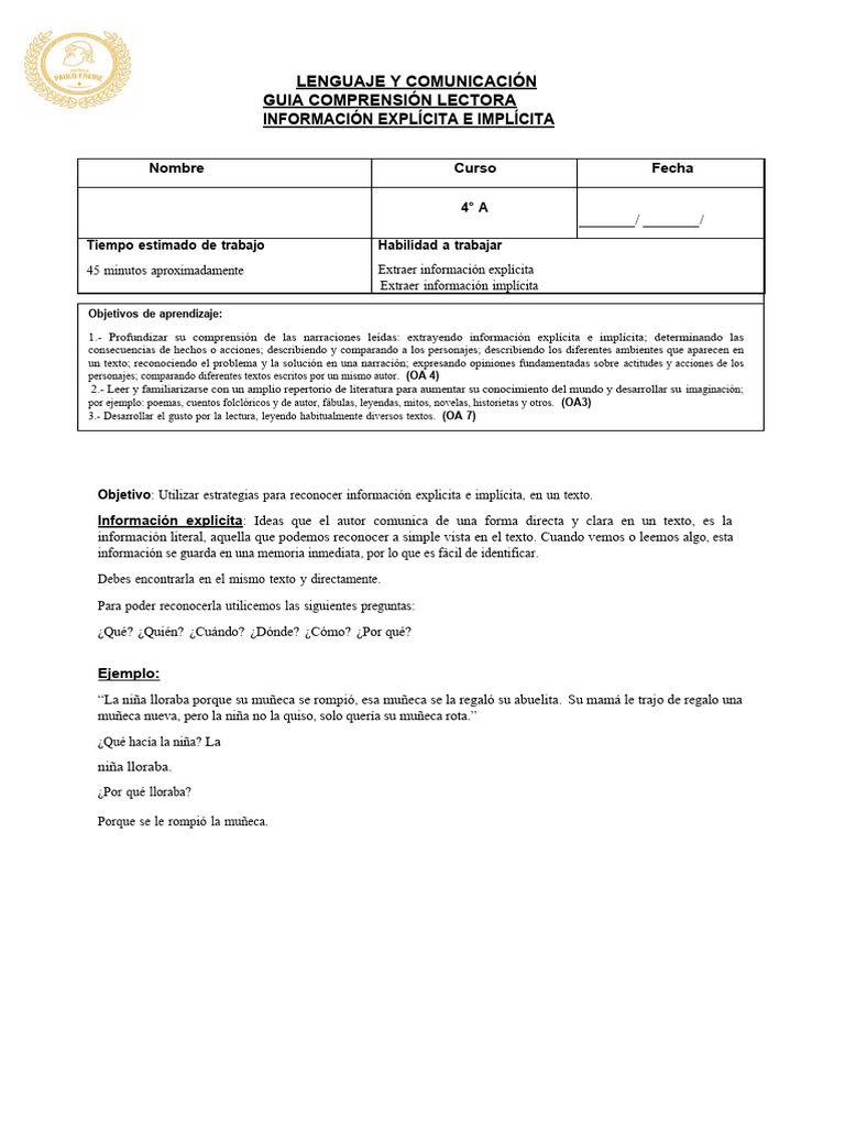 Comprensión Lectora: Información Clave | PDF | Ciencia cognitiva ...