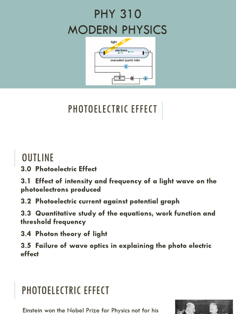 Phy310 Chapter 3 Mac2024 | PDF | Photoelectric Effect | Photon