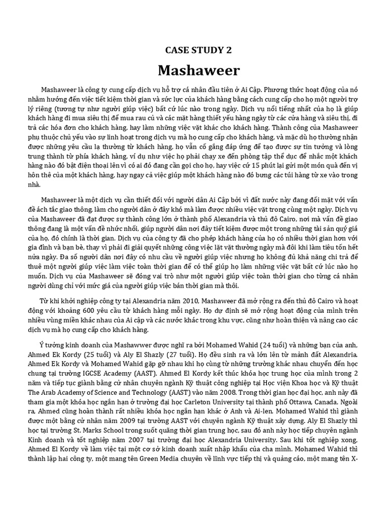 Case Study 2 - Mashaweer | PDF
