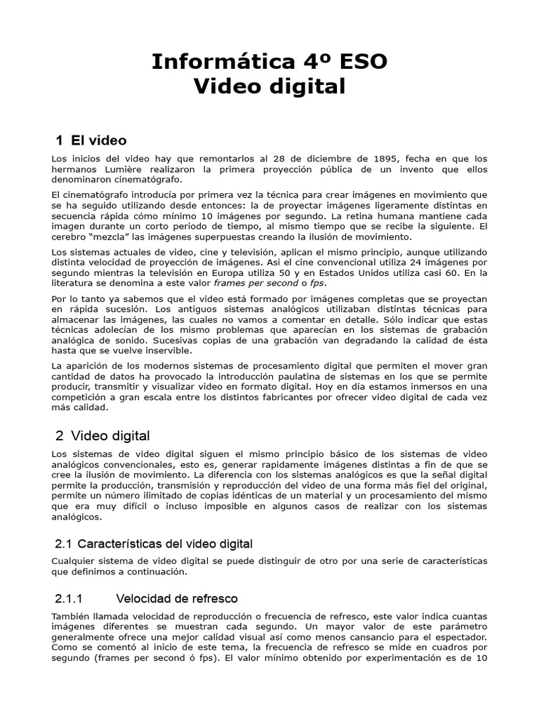 TEMA8 | PDF | Vídeo | Video digital