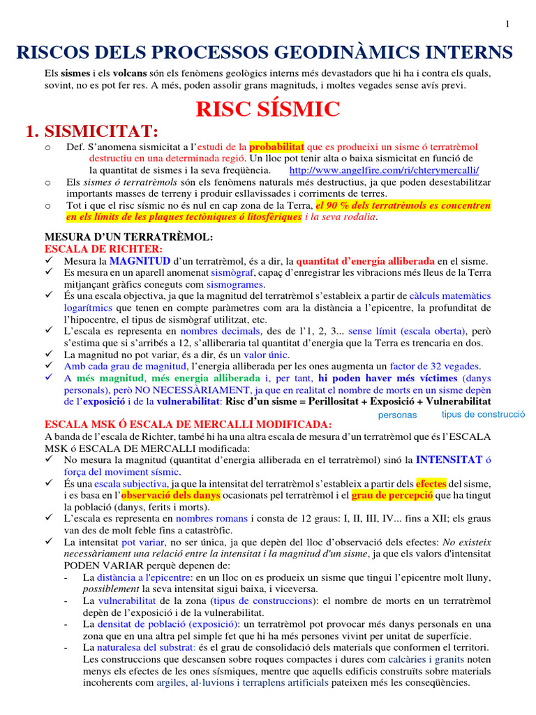 Dossier UD 4 Risc Sísmic I Risc Volcànic | PDF
