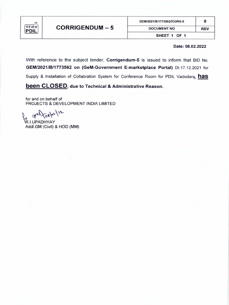 12 Corrigendum 5 - CLOSER ENQ 19 Collobration System | PDF