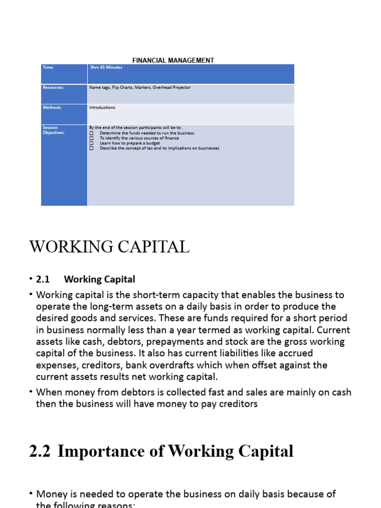 Financial Management | PDF | Working Capital | Loans