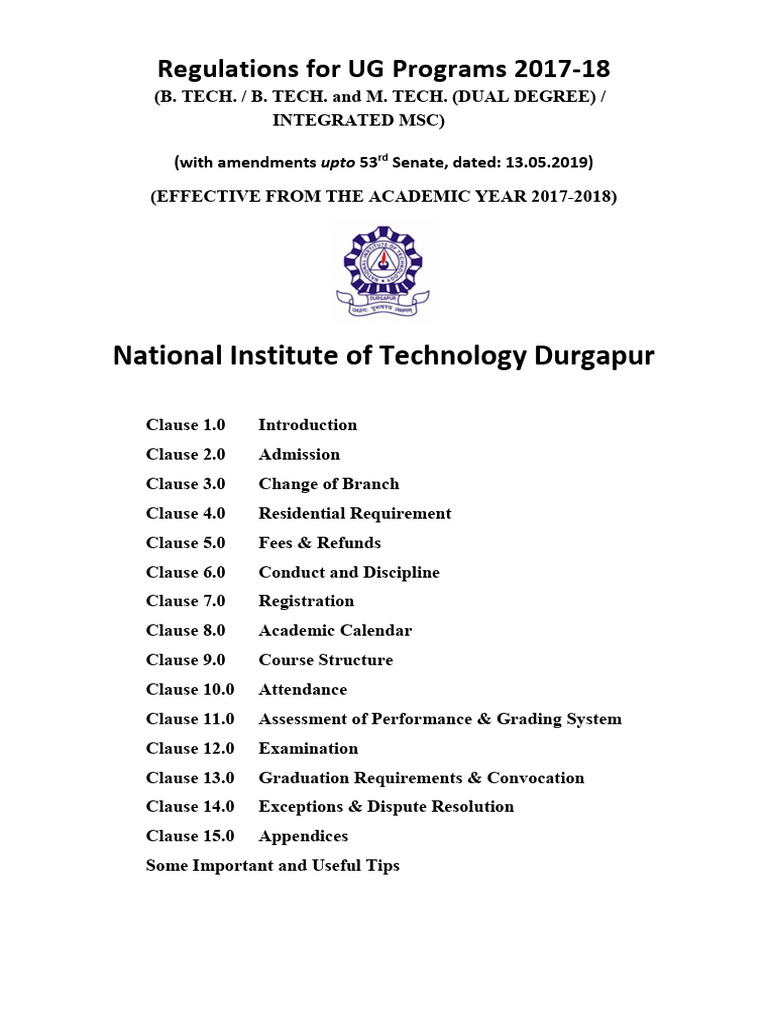 UG Regulations 2017 AMENDED 2019 | PDF | Curriculum | Academic Term