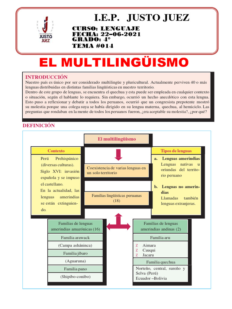 4° El Multilinguismo | PDF | Perú | Familias de idiomas