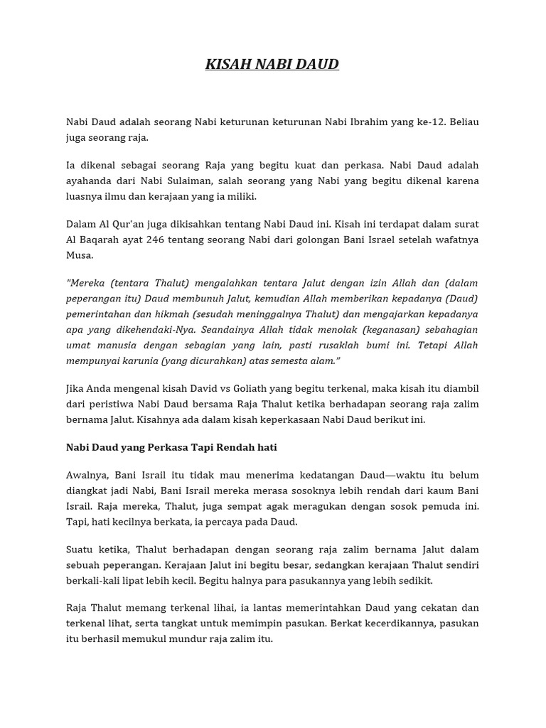 Kisah Nabi Daud | PDF