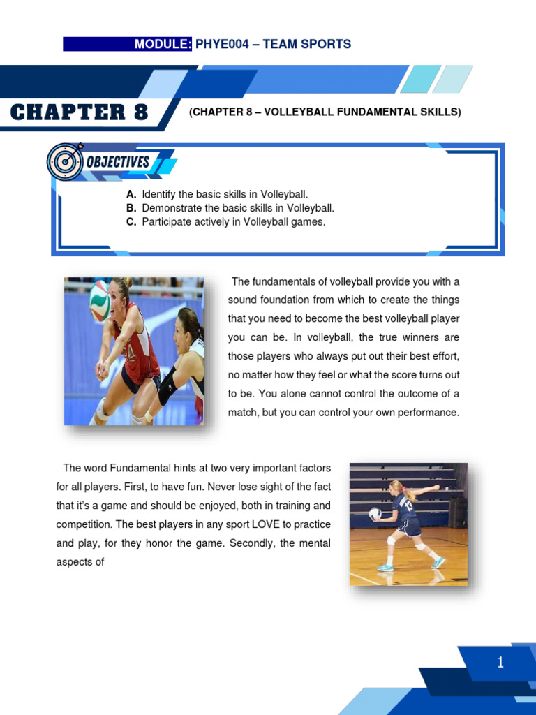 CHAPTER 8 - Volleyball Fundamental Skills | PDF | Volleyball | Cognition