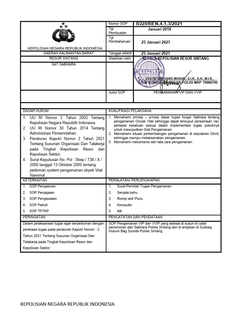 Sop Vip Dan Vvip 2021 | PDF