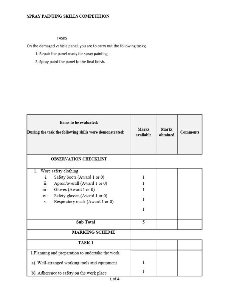 Spray Painting Skills Competition Guide | PDF | Paint | Paintings