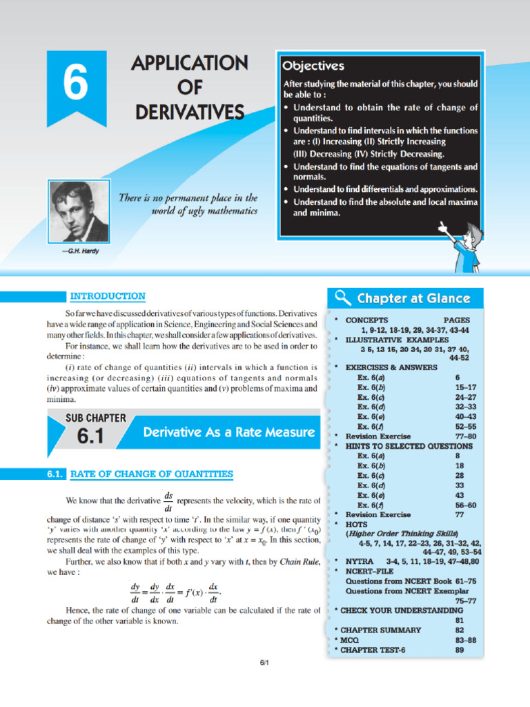 Chapter 6 Application of Derivatives | PDF
