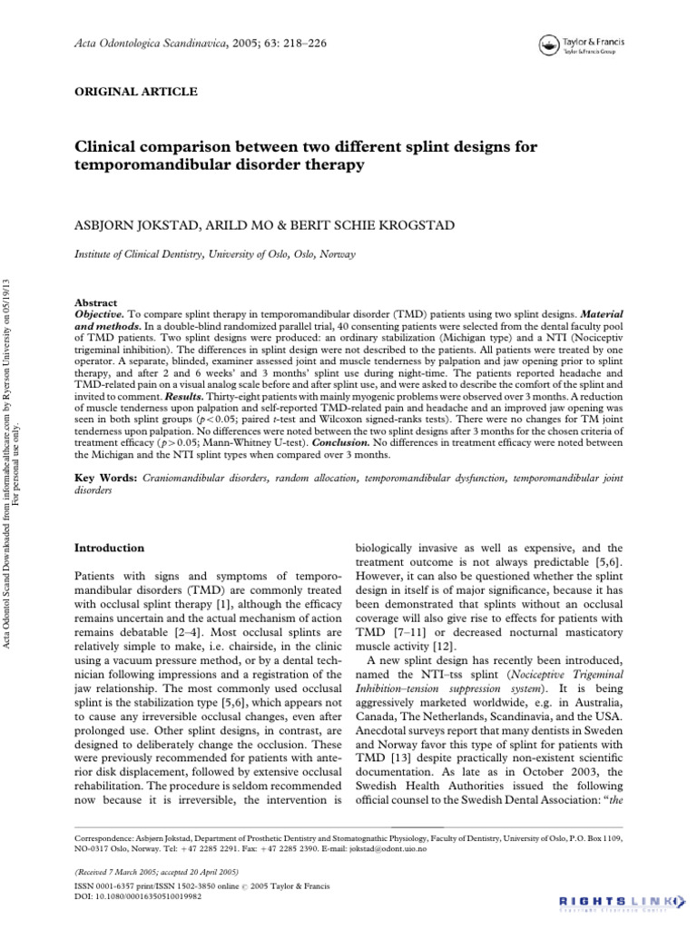 compare two splints 2005 | Download Free PDF | Randomized Controlled Trial | Medical Specialties