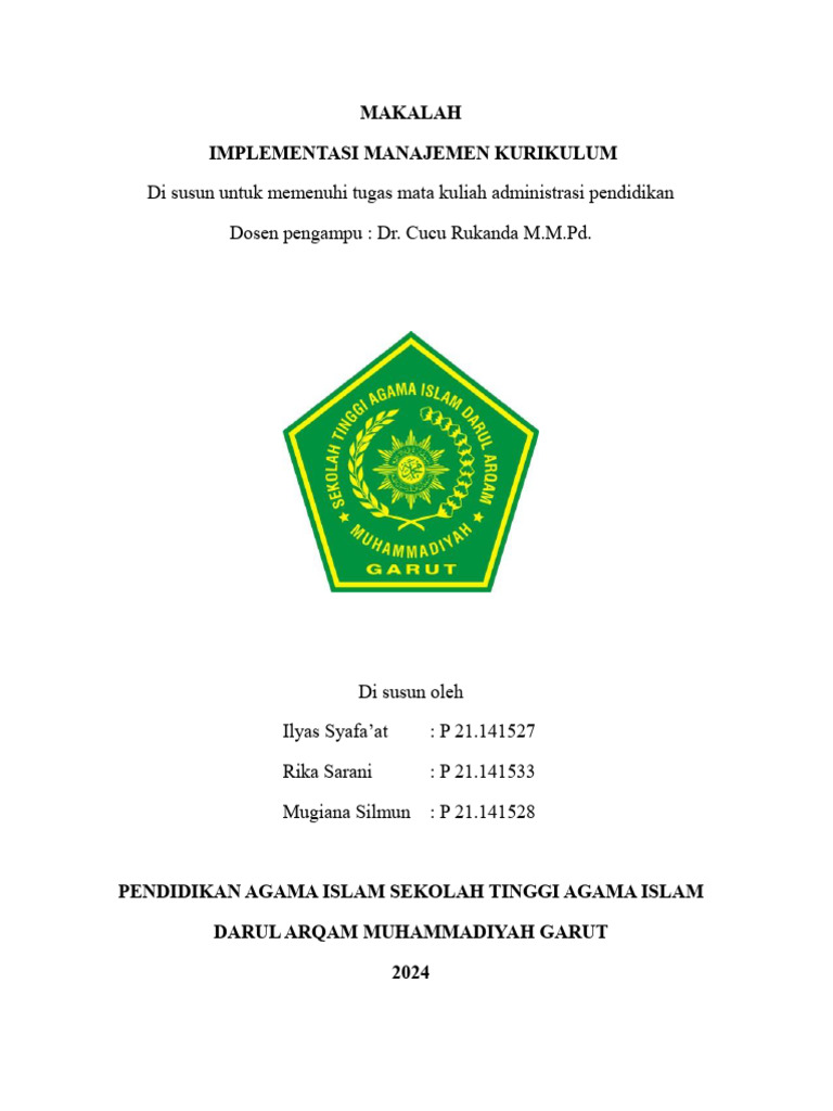 Makalah Manajemen Implementasi Kurikulum | PDF