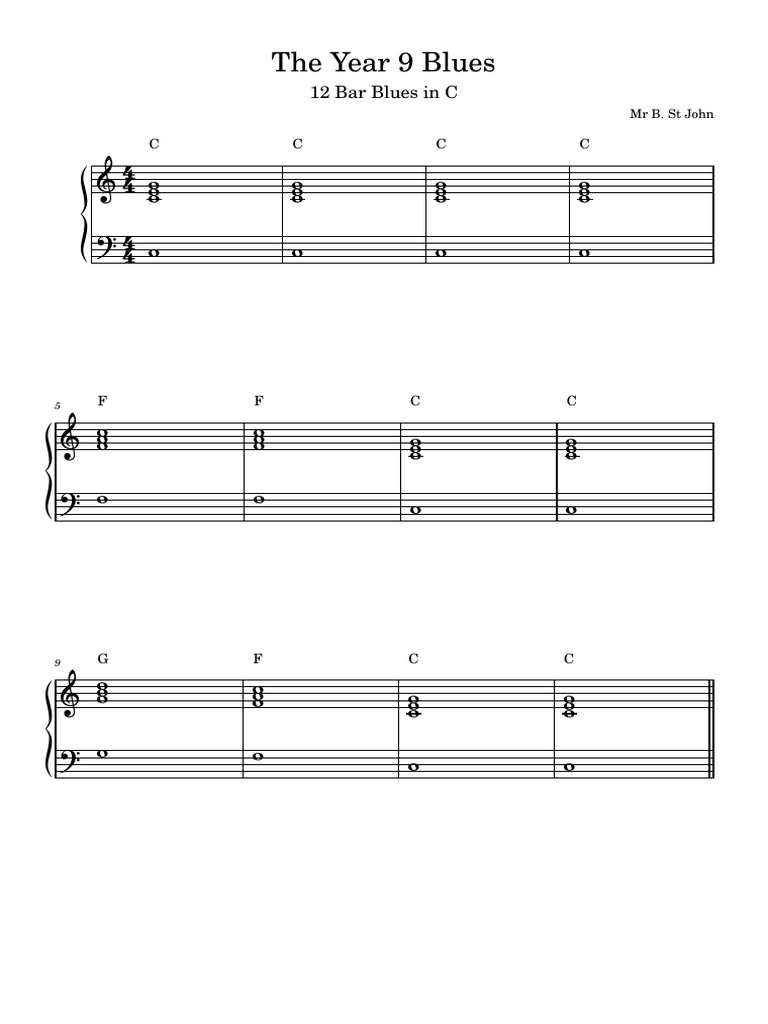 12 Bar Blues Leadsheet, Lyrics and Solo | PDF | Musical Forms | Musical ...