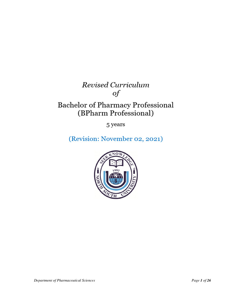 NSU BPharm Professional Curriculum Overview | PDF | Pharmacology ...