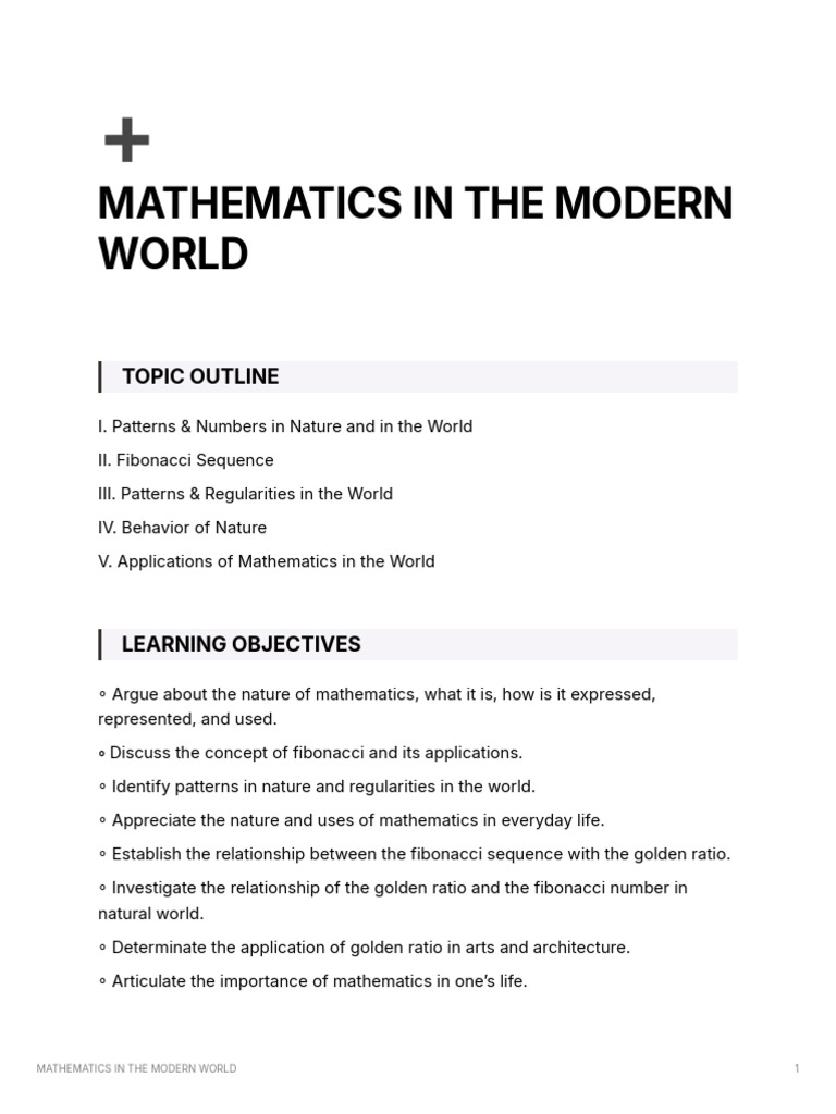 Mathematics in The Modern World | PDF | Pattern | Mathematics