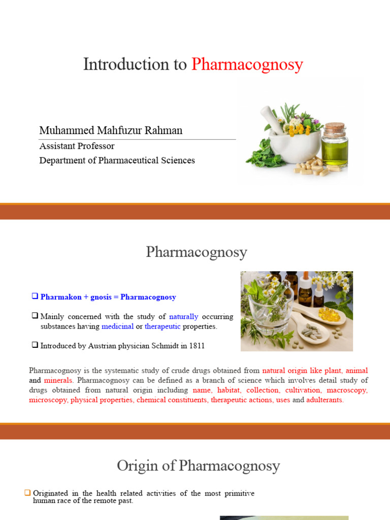 Introduction To Pharmacognosy | PDF | Pharmacognosy | Drugs