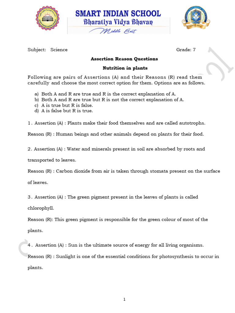 7 SC AR Qns-Nutrn in Plants | PDF