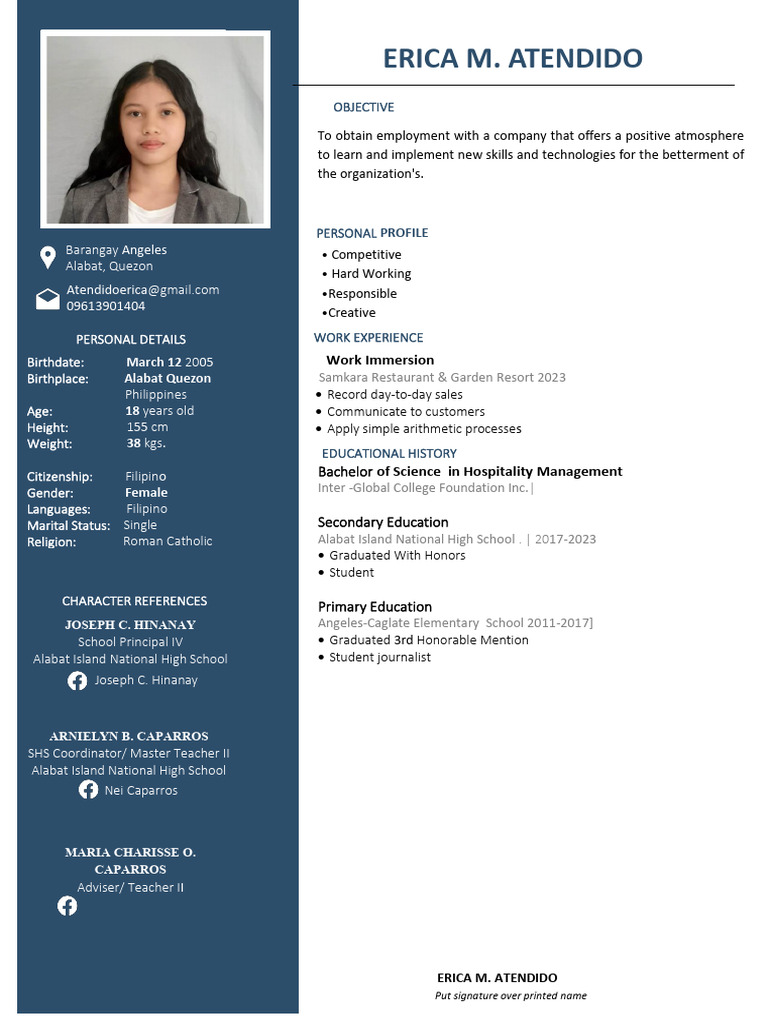 Sample-Resume Erica Atendido | PDF