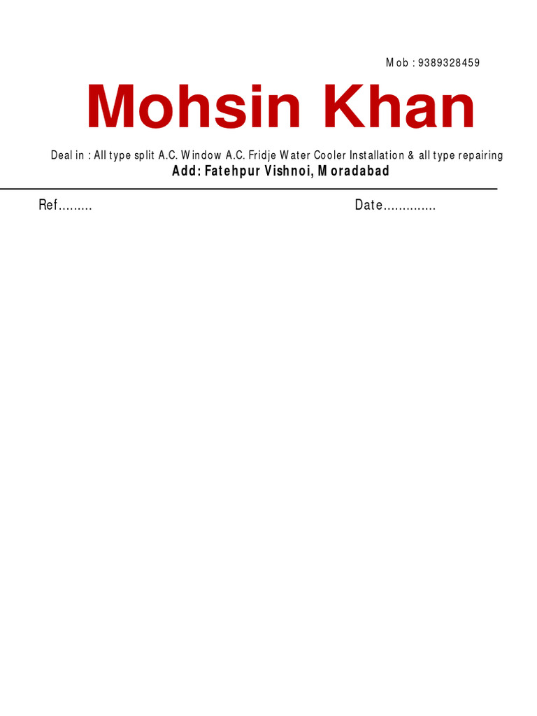 Mohsin Khan Letter Pad | PDF