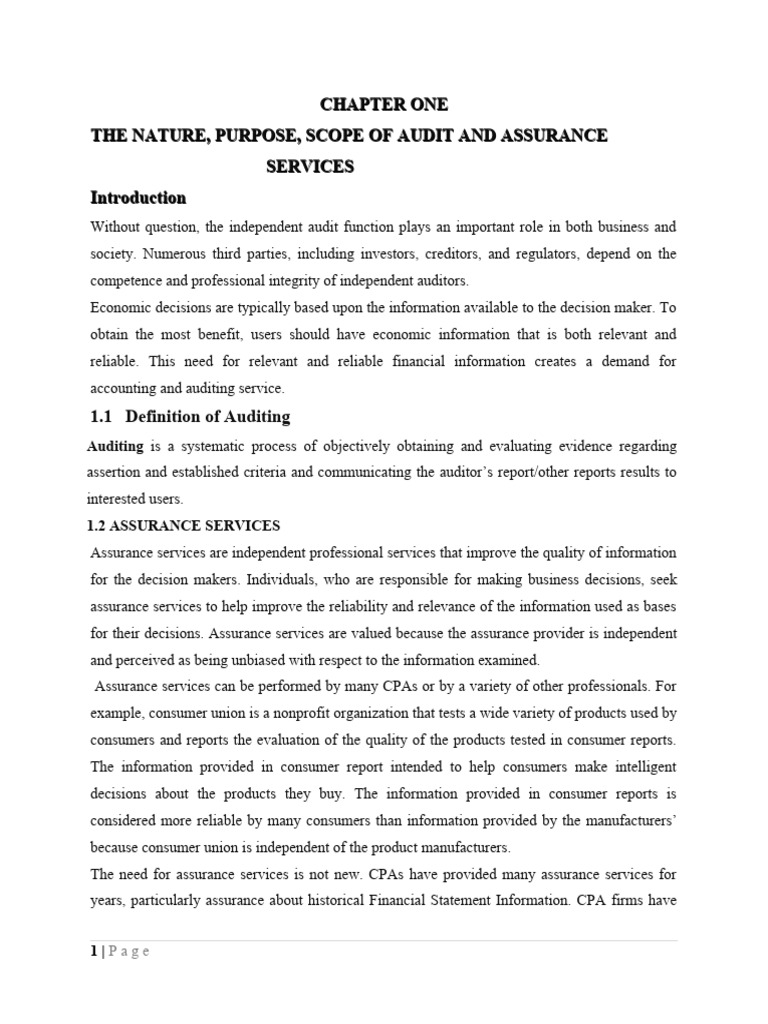 Auditing Principle I - CH 1 | PDF | Audit | Financial Audit